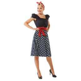 buttinette Fifties-Kleid für Damen, blau/weiß