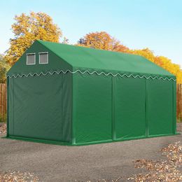 TOOLPORT 3x6 m Lagerzelt, PVC-Plane, dunkelgrün, mit Bodenrahmen, mit Statik (Erduntergrund) - (57720)