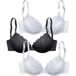 petite fleur by Lascana Damen Push-up-BH, 2xwei&szlig;+1xschwarz, Gr&ouml;&szlig;e 80AA