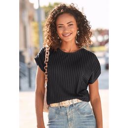 Lascana Damen Kurzarmshirt, Schwarz, Gr. 52/54, T-Shirts, Material: Polyester