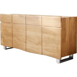 DeLife Sideboard Live-Edge 170 cm Eiche Natur 4 Türen 4 Schübe, Sideboards, Baumkantenmöbel, Massivholzmöbel, Massivholz