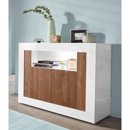 Sideboard Inosign "Urbino" Sideboards weiß (weiß hochglanz/nussbaumfarben) Breite 110 cm