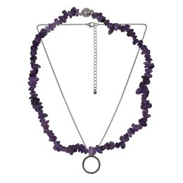 Kette mit Anhänger Steuer "Set Amethyst-Splitterkette und Anhänger" Halsketten Gr. 44cm und 54cm, Metall, lila Damen