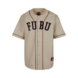 T-Shirt Fubu "Fubu Herren FM233-007-1 College Leather Baseball Jersey" Gr. L, beige (creme, black, brown) Herren Shirts