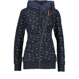 alife and kickin Kurzjacke ALIFE & KICKIN "Damen KiddoAK" Gr. L, blau (marine aop), Damen, 100% Polyester, Jacken