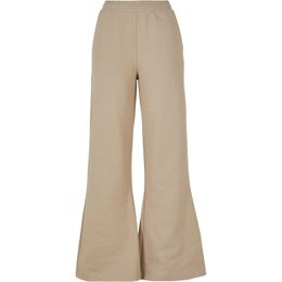 Jogginghose Urban Classics "Urban Classics Damen Ladies Organic Ultra Wide Sweat Pants" Gr. XS, US-Größen, beige (wetsand) Damen Hosen