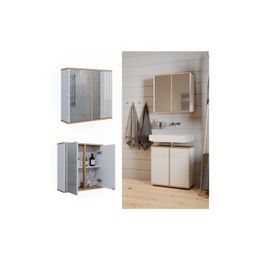 VICCO Badspiegelschrank Didi Wei&szlig; Eiche 60 x 60 cm mit 2 T&uuml;ren
