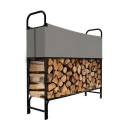 GARMIO&reg; Kaminholzregal Metall Brennholzregal Kaminholzunterstand mit Abdeckung Stapelhilfe pulverbeschichtet 130x30x117cm