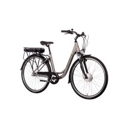 SAXONETTE Advanced Sport E-Bike Wave 7 Gang Kettenschaltung Federgabel silberr matt