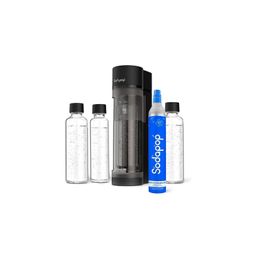 SODAPOP Wassersprudler Logan matt schwarz, 2x 850ml + 1x 600ml Glasflaschen + 1x CO&sup2; Zylinder