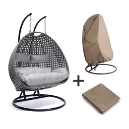 Home Deluxe Polyrattan H&auml;ngesessel &laquo;Twin&raquo; inkl. Regenabdeckung versch. Farben