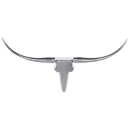 FineBuy Deko Geweih Bull M Aluminium Design H&ouml;rner 100cm Wanddekoration Silber