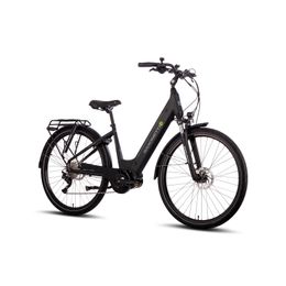 SAXONETTE Premium Sport E-Bike Wave Scheibenbremsen Mittelmotor Federgabel 10 Gang Kettenschaltung schwarz matt