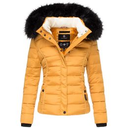 Navahoo Damen Steppjacke Hochwertige Winterjacke Mit Volumin&ouml;ser Kunstpelz-Kapuze Miamor