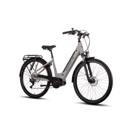 SAXONETTE Premium Sport E-Bike Scheibenbremsen Federgabel Mittelmotor 10 Gang Kettenschaltung Wave silber matt