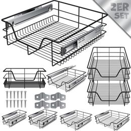 Kesser&reg; Teleskopschublade 30-60cm Schrankbreite verchromt aus Edelstahl Schubladeneinsatz f&uuml;r K&uuml;chenschrank Korbauszug Schrankauszug