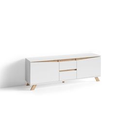 ByLiving TV-Board VALENTIN, Breite 160 cm, wei&szlig;/Artisan Eiche (Eiche-Optik)