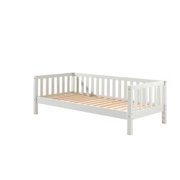 Vipack Kojen Bett Fritz mit Sprossenumrandung u. Rolllattenrost, Liegefl&auml;che 90 x 200, versch. Ausf&uuml;hrungen, Wei&szlig; lackiert
