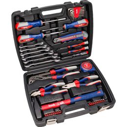 kwb Werkzeug-Koffer inkl. Schrauber-Bits, 42-teilig, gef&uuml;llt, robust und hochwertig, ideal f&uuml;r den Haushalt o. die Garage, GS gepr&uuml;ft, im praktischen Kunststoffkoffer, Rot, Blau, Grau