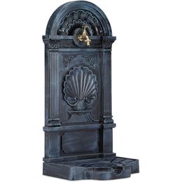 Relaxdays - Standbrunnen, Antik-Stil, Nostalgie, Garten, Terrasse, Wasserhahn, Becken, stehend, hbt: 83 x 39 x 33 cm, grau