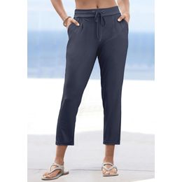 Schlupfhose Lascana Gr. 34, N-Gr, blau (dunkelblau) Damen Hosen aus glatter Jerseyqualität, leichte Sommerhose mit Taschen, bügelfrei