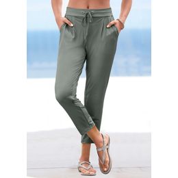 Schlupfhose Lascana Gr. 34, N-Gr, grün (jade) Damen Hosen aus glatter Jerseyqualität, leichte Sommerhose mit Taschen, bügelfrei