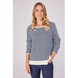 LIEBLINGSSTÜCK Rundhalspullover LIEBLINGSSTÜCK "HollynL" Gr. 36, blau (navy) Damen Pullover mit Streifen