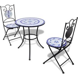 vidaXL - 3-tlg. Bistro-Set Keramikfliesen Blau und Weiß