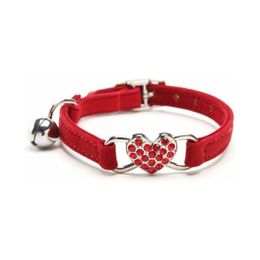 Rotes Katzenhalsband, Liebesbeflockung, buntes Diamantglocken-Katzenhalsband, Heimtierbedarf