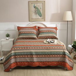 Sinbinta - 3 Teilig Boho Tagesdecke, Mikrofaser Tagesdecke Set mit 2 Kissenbezüge für Doppelbett, Ultra-weich Tagesdecke Gesteppte, Ethno Tagesdecke,