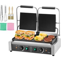 Vevor - kommerzieller Panini-Grill, elektrischer Panini-Maker mit 3600 w, doppelte Edelstahl-Sandwichpresse, Panini-Grill mit Temperaturregelung und