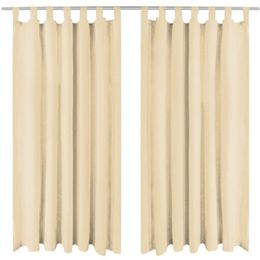 vidaXL - Vorhänge Mikro-Satin 2 Stk. mit Schlaufen 140x245 cm Beige