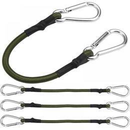 Set mit 4 Bungee-Spannern mit Karabiner, 60 cm Bungee-Seil mit Karabiner, elastisches Gepäckseil, robuste elastische Gurte mit Haken für Camping,