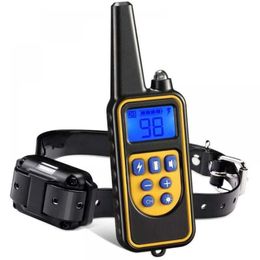 Cyslmuk - 1 x wiederaufladbares Hundetrainingshalsband, Reichweite 800 m, mit Vibrations-, Ton-, Elektroschock- und Lichtmodi, IPX67 wasserdicht,