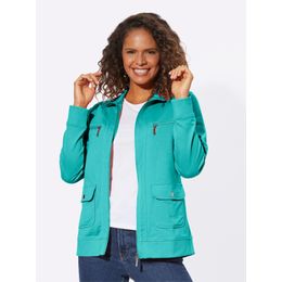 WITT Damen Shirtjacke aus reiner Baumwolle, aqua, Gr&ouml;&szlig;e 36
