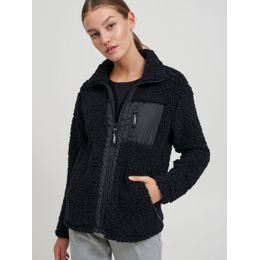 oxmo Fleecejacke Damen gemustert, schwarz