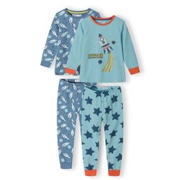 MINOTI Pyjama Jungen Gr&ouml;&szlig;e 110/116 t&uuml;rkis / taubenblau / dunkelblau / wei&szlig;