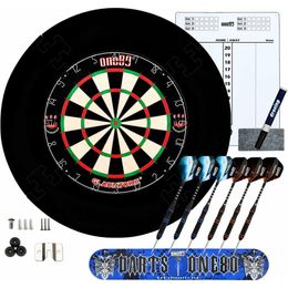 Dartscheibe Steeldart, Profi mit 6 Dartpfeile Metallspitze, Schutzring Eva Dartboard Surround