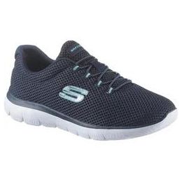 Slip-On Sneaker Skechers "Summits" Gr. 39, blau (navy) Damen Schuhe Slipper, Freizeitschuh, Komfortschuh mit gepolstertem Schaftrand