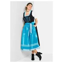 Dirndl sheego "Große Größen" Gr. 52, Normalgrößen, bunt (schwarz, türkis) Damen Kleider mit Schürze 2tlg.