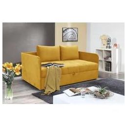 Schlafsofa Alina "Marla" Sofas Gr. B/H/T: 209cm x 73cm x 95cm, Struktur fein XBO, gelb (gelb xbo 5) inkl. Stauraum und 2 Rückenkissen