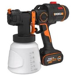 WORX Farbsprühgerät "WX020 NITRO" Farbsprühgeräte 3 Sprühform & 4 Düsengrößen, inkl. Akku & Schnellladegerät bunt (schwarz/orange)