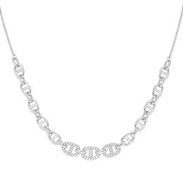 Collier Giorgio Martello MILANO "Mittelteil Gliederkette, mit Zirkonia, Silber 925" Halsketten Gr. 45cm, Silber 925 (Sterlingsilber), silberfarben (silber) Damen