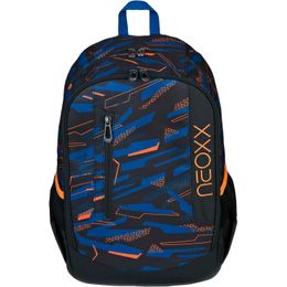 Schulrucksack neoxx "Flow, Streetlight", Kinder, Gr. B/H/T: 28cm x 42,5cm x 18cm, schwarz (streetlight), Polyester, Rucksäcke, teilweise aus recyceltem Material