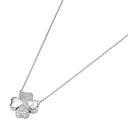 Collier Giorgio Martello MILANO "Mittelteil Kleeblatt mit Zirkonia, Silber 925" Halsketten Gr. 45cm, Silber 925 (Sterlingsilber), weiß Damen