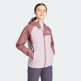 Outdoorjacke adidas terrex "W MT 2L RAIN JK" Gr. L, lila (preloved fig, quiet crimson) Damen Jacken