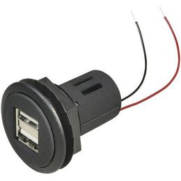 Procar USB Einbau-Doppelsteckdose Belastbarkeit Strom max.=5 A Passend für (Details) USB-A Steckdose 12 V zu 5 V, 24 V zu 5 V