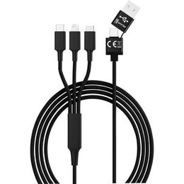 Smrter USB-Ladekabel USB 2.0 USB-A Stecker, USB-C® Stecker, Apple Lightning Stecker, USB-Micro-B Stecker 1.20 m Schwarz SMRTER_HYDRA_ULT_BK