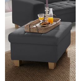 Hocker Home Affaire "Corby", schwarz, B:64cm H:43cm T:64cm, Struktur fein (100% Polyester);Chenille (100% Polyester);NaturLEDER (echtes Rindsleder) auf Sitzfl&auml;che, Kunstleder im Korpus;Melrose (100% Polyester), Hocker, Polsterhocker