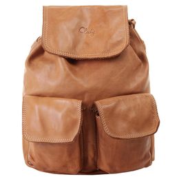 Cityrucksack CLUTY Gr. B/H/T: 32 cm x 28 cm x 12 cm, braun (cognac) Rucksäcke echt Leder, Made in Italy